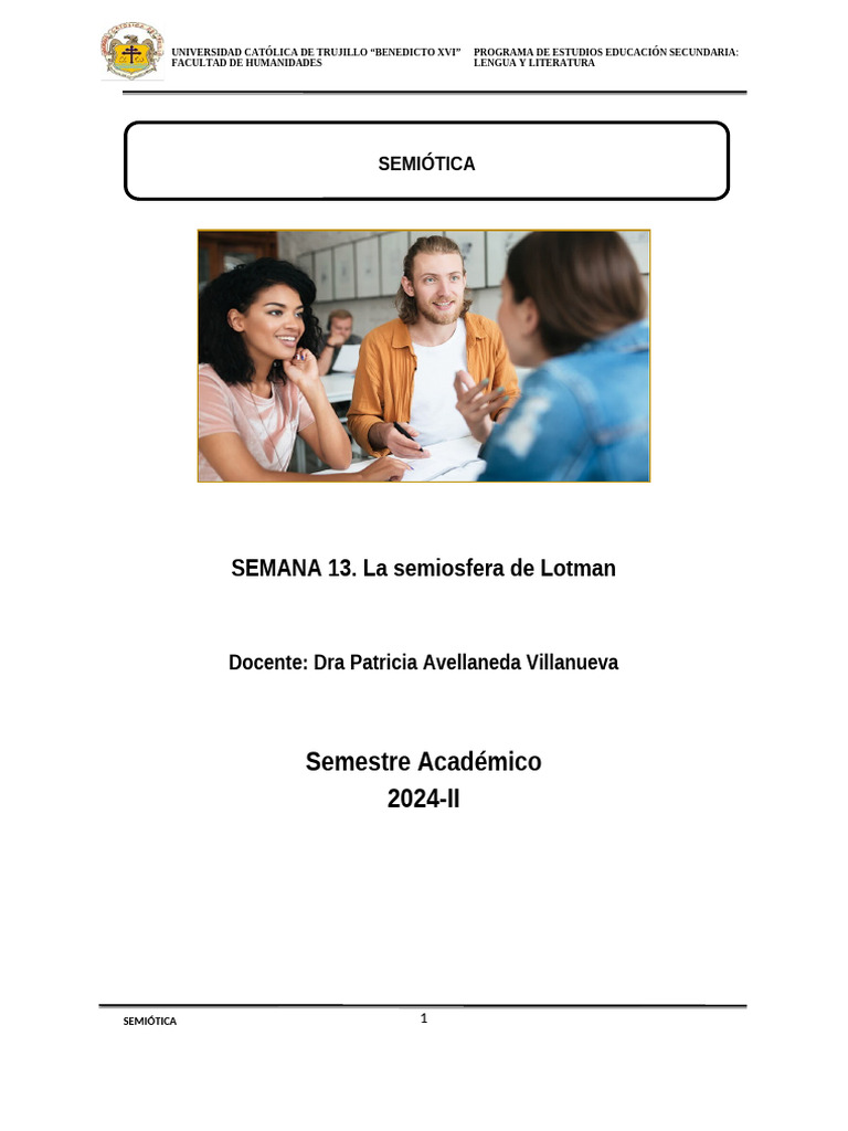 Semana 13. La Semiosfera de Lotman | PDF | Semiótica | Humanidades
