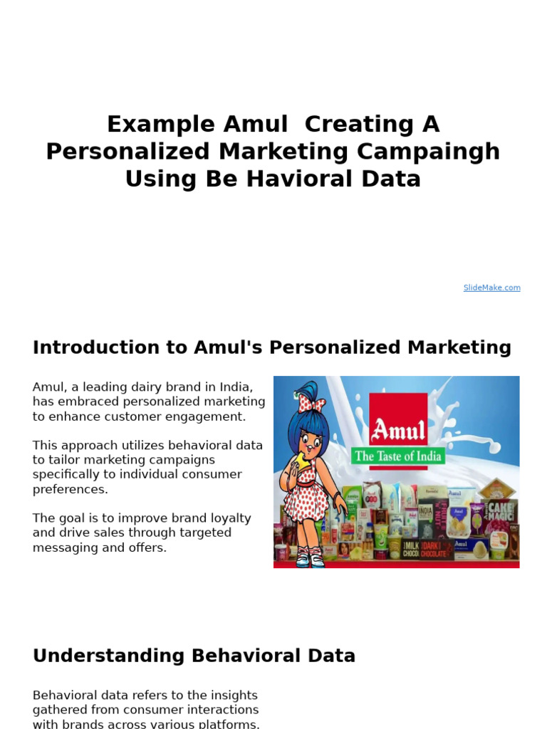 Example Amul Creating A Personalized Marketing Campaingh Using Be ...