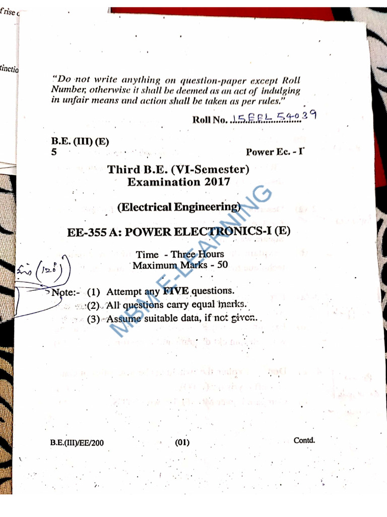 6th Sem 2018-2017 Previous Year Paper-1 - Watermark | PDF