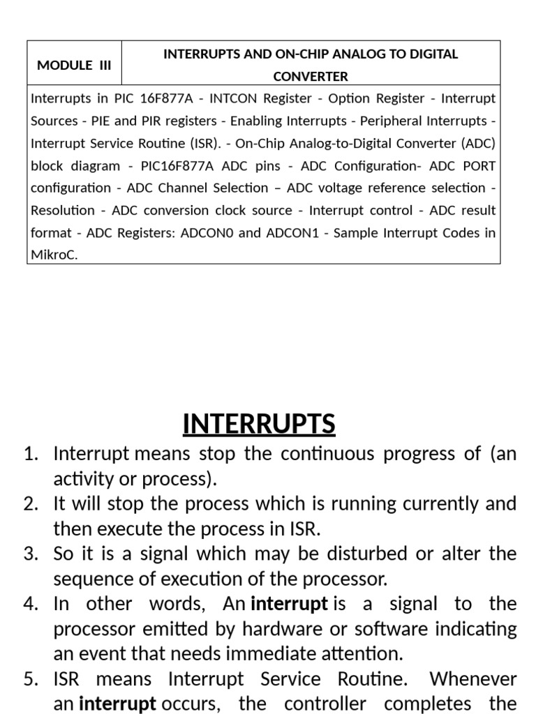 Interrupts 1 | PDF | Analog To Digital Converter | Electronic Circuits