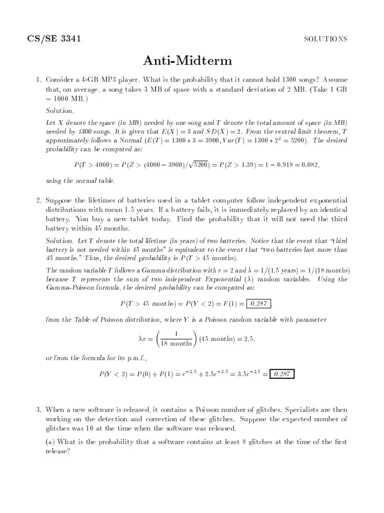 Midterm | PDF | Normal Distribution | Measure Theory