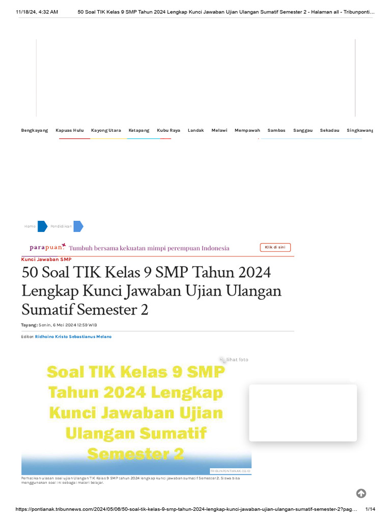 50 Soal TIK Kelas 9 SMP Tahun 2024 Lengkap Kunci Jawaban Ujian Ulangan Sumatif Semester 2 ...