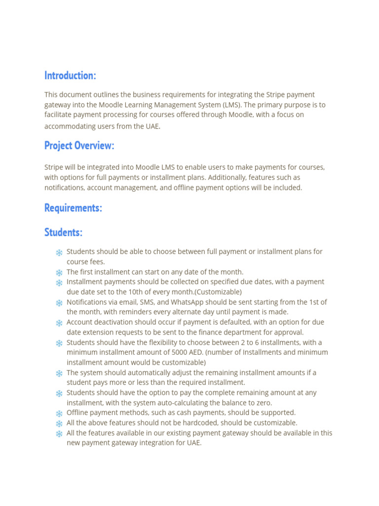 BRD - Stripe Payment Gateway Set Up (1) (1) - Removed | PDF | Payments | Computing