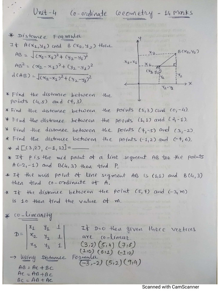 Unit 4 Co Ordinate Geometry 14 Marks | PDF