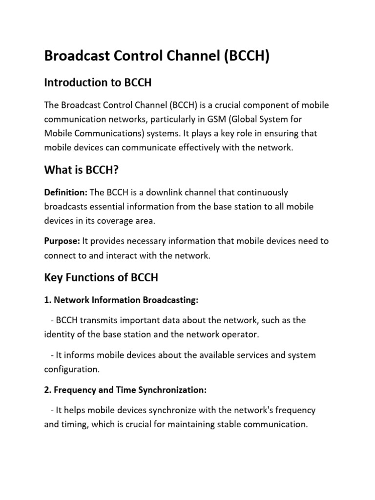 Broadcast Control Channel | PDF | Business