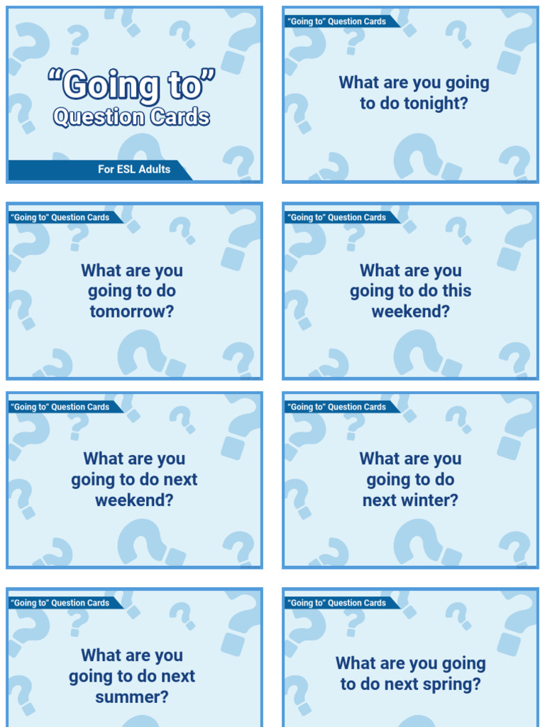Going To Question Cards Beginner | PDF | English As A Second Or Foreign ...
