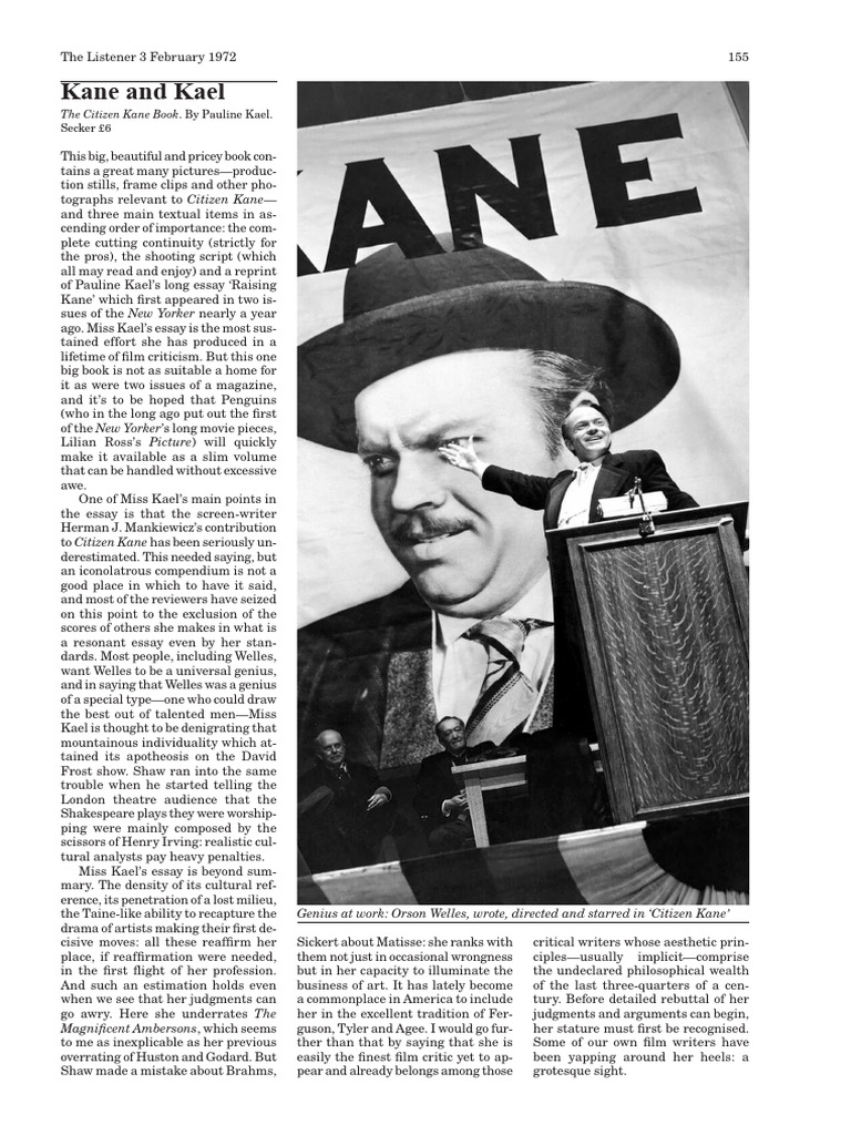 Clive James On Pauline Kael On Citizen Kane | PDF