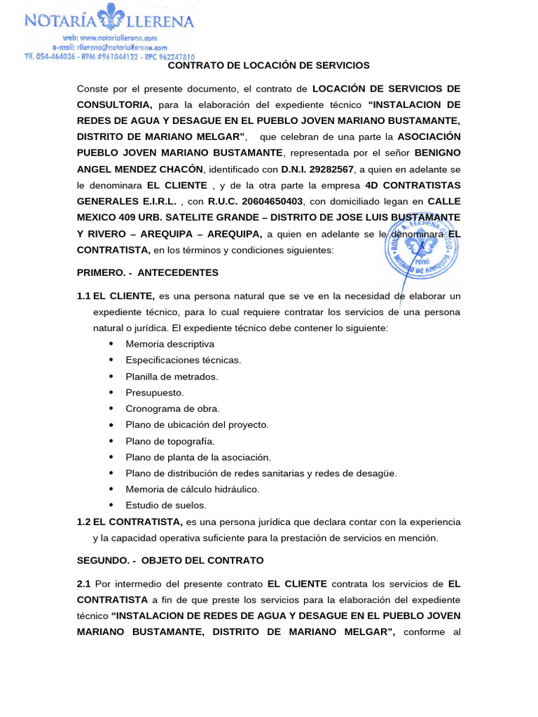 Contrato Expediente Tecnico Agua Socabaya | PDF | Tecnología e ingeniería Contrato Expediente Tecnico Agua Socabaya | PDF | Tecnología e ingeniería