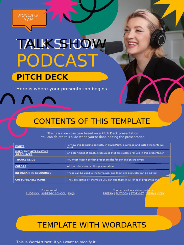 Talk Show Podcast Pitch Deck by Slidesgo | PDF | Planets | Planets In ...