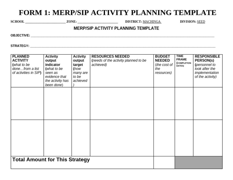 MERP PSIP Form 1 Planning Templete-2 | PDF | Business