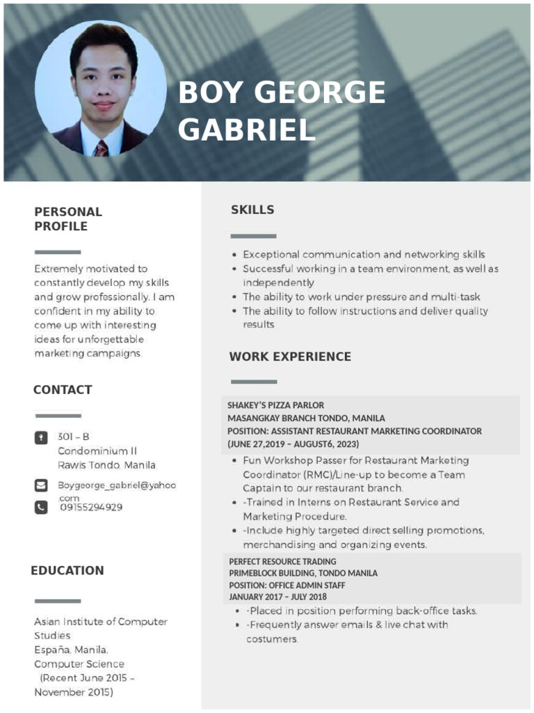 Boy George Gabriel (Resume) 2024 | PDF