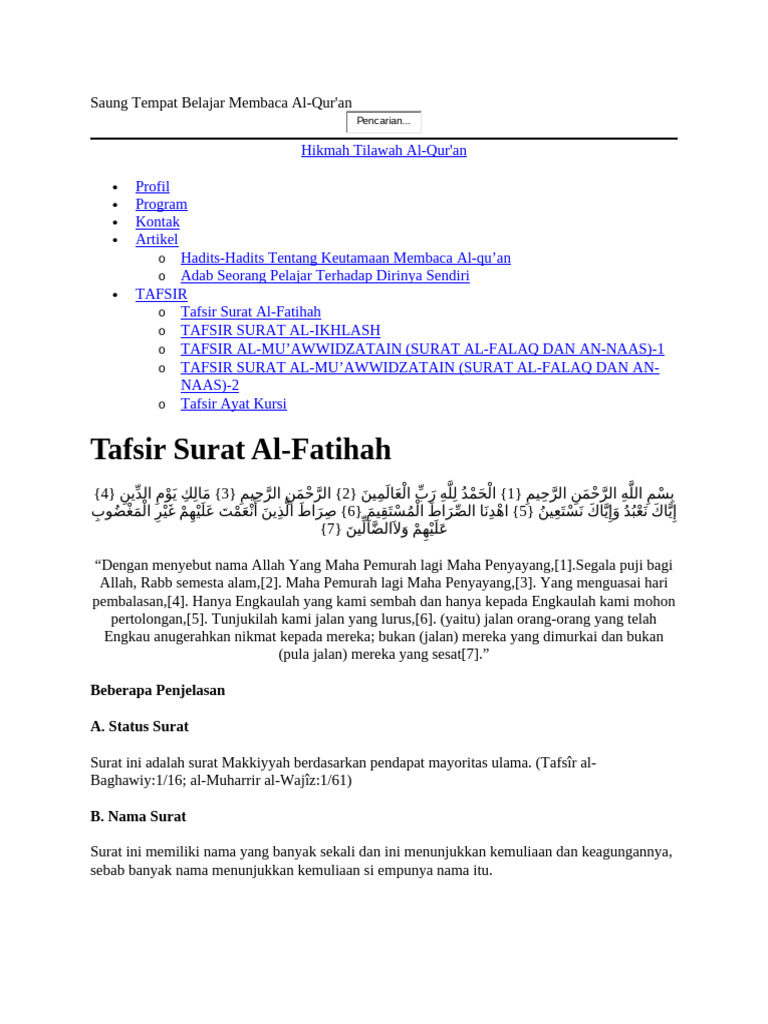 Materi QS Al-Fatihah | PDF | Agama & Spiritualitas