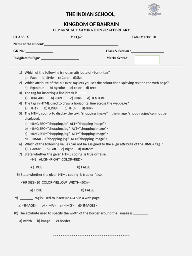 Class8 - Exam Que-Nov | PDF