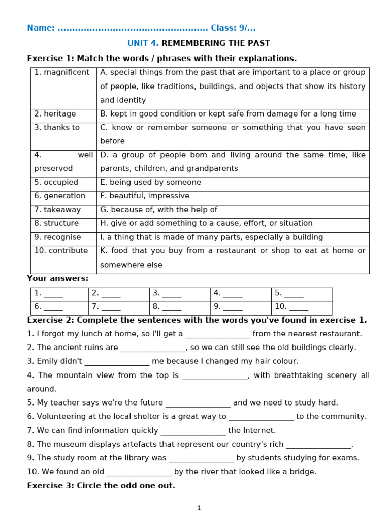 Unit 4: Heritage and Traditions | PDF