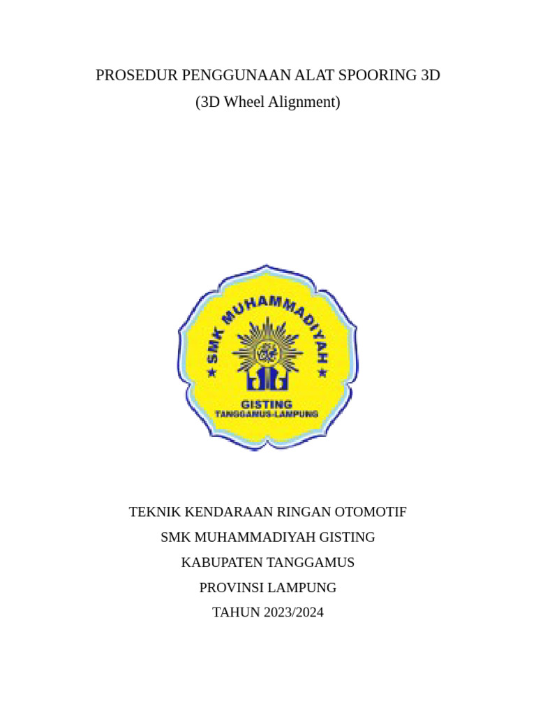 Prosedur Penggunaan Alat Spooring 3D | PDF