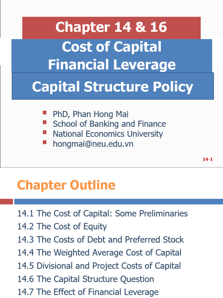 Handout - Chapter 14 - 16 - Cost of Capital - Capital Structure - 8. ...