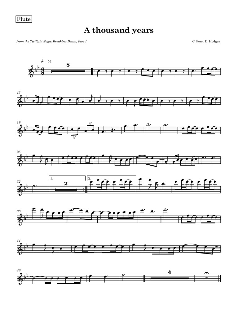 A Thousand Years Flute Sheet Music | PDF
