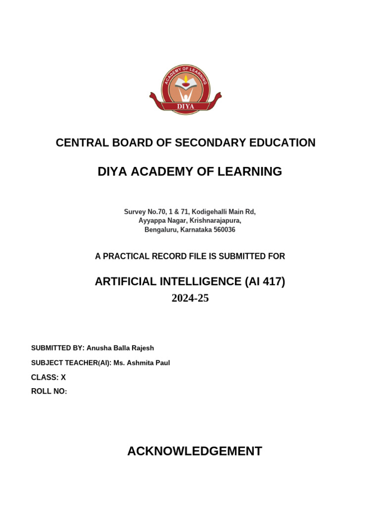AI417-Practical File Format-2024-25 | PDF | Variance