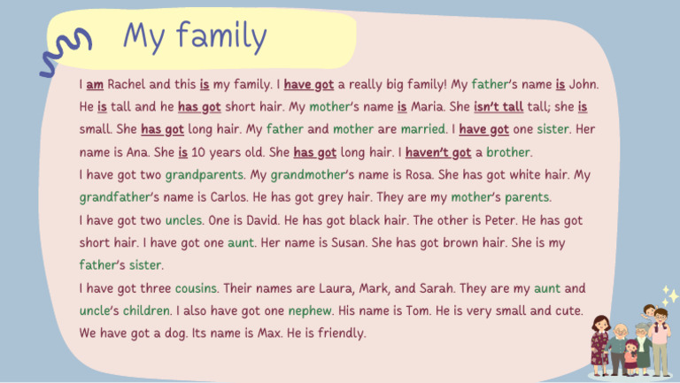 My Family (Writing) EXAMPLE | PDF