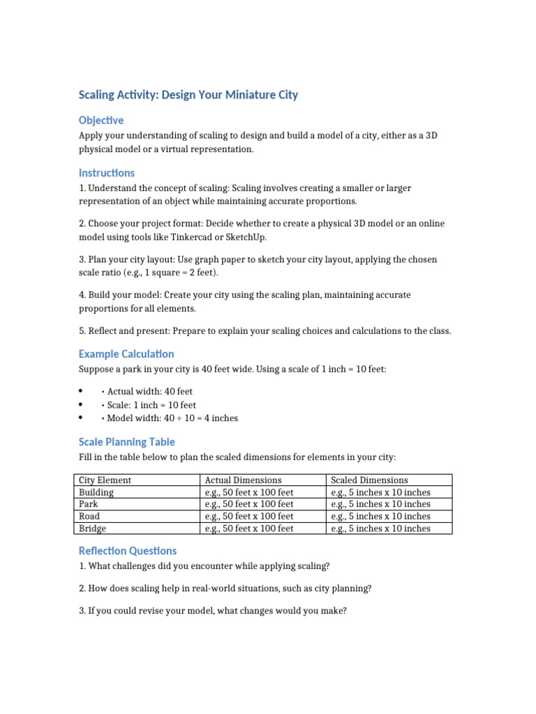 Scaling City Activity | PDF
