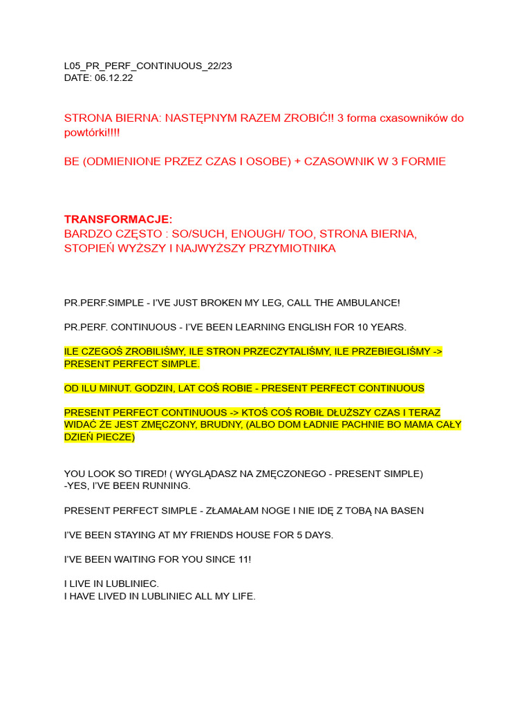 L05 PR Perf Continuous 22 23 | PDF