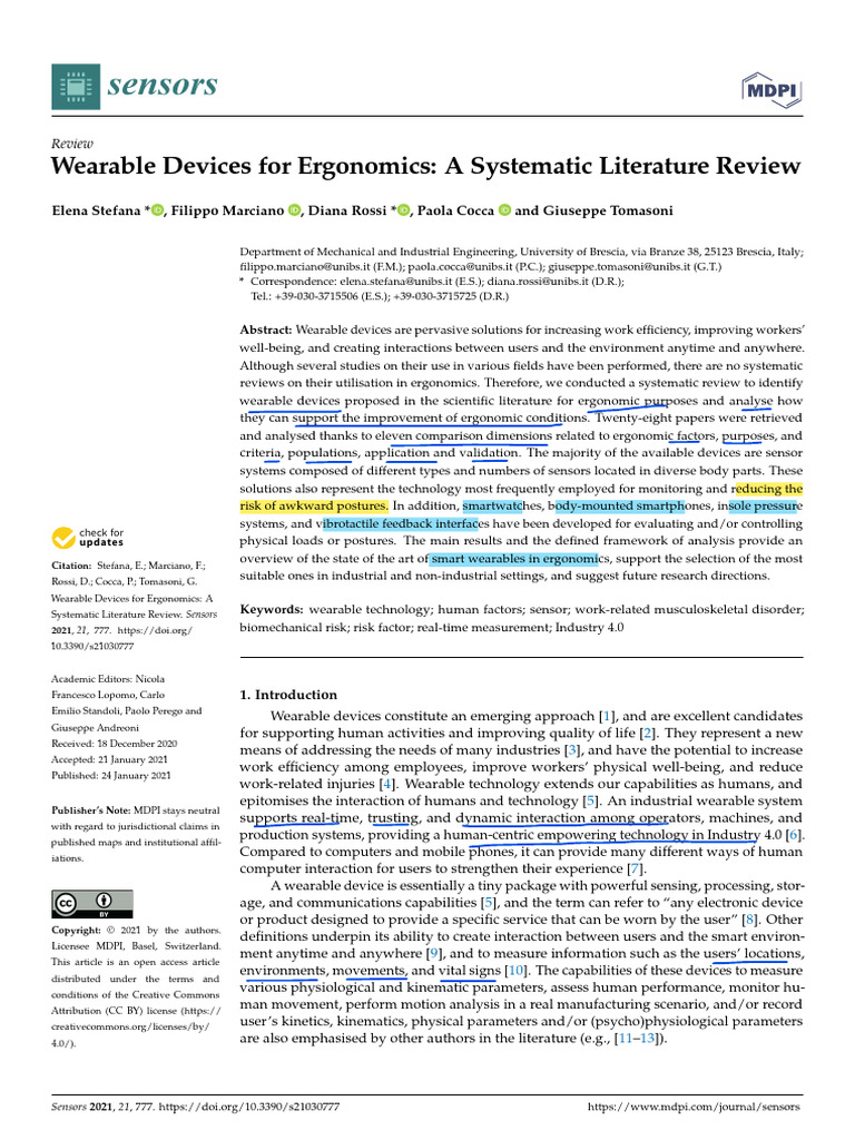 Wearable Devices For Ergonomics A Systematic Literature Review-21 | PDF ...
