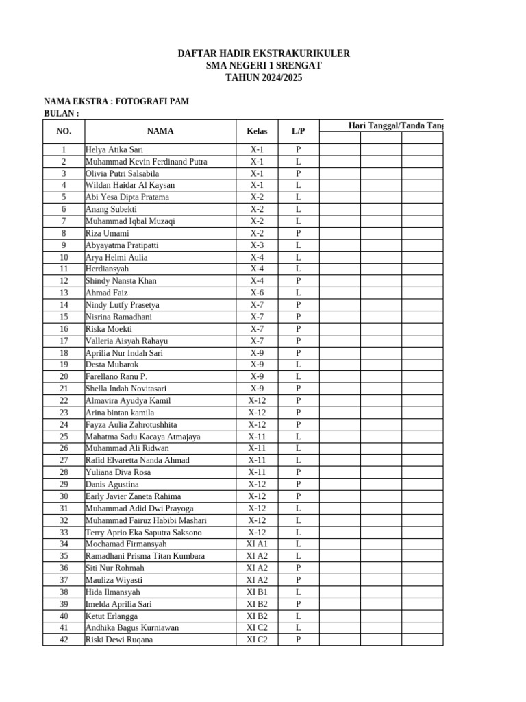 Pendataan Anggota Ekstra Pam 2024-2025 (1) - 1 | PDF