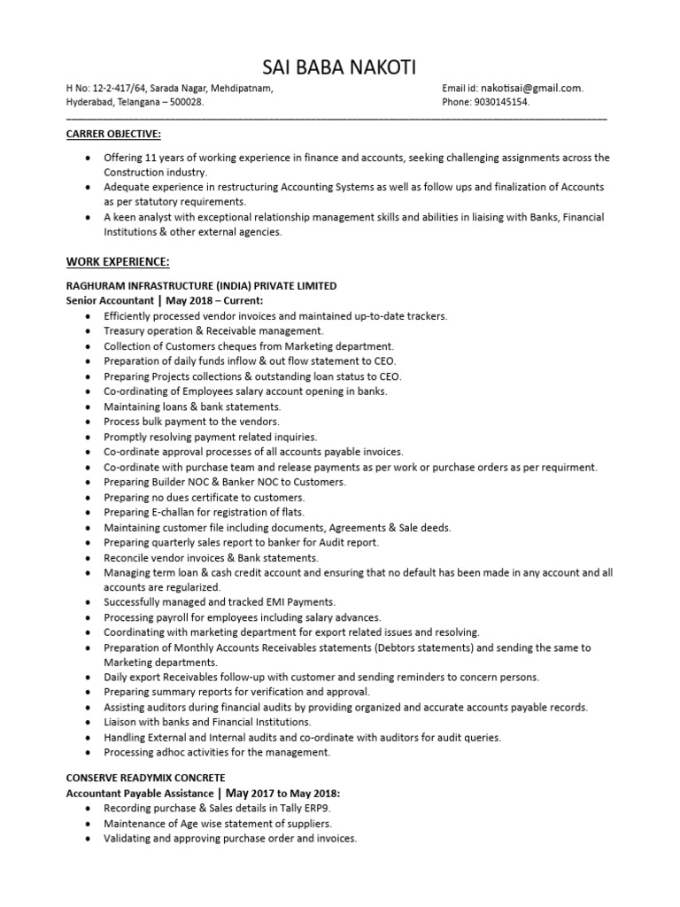 Sai Baba Nakoti - Resume | PDF | Accounts Payable | Banks