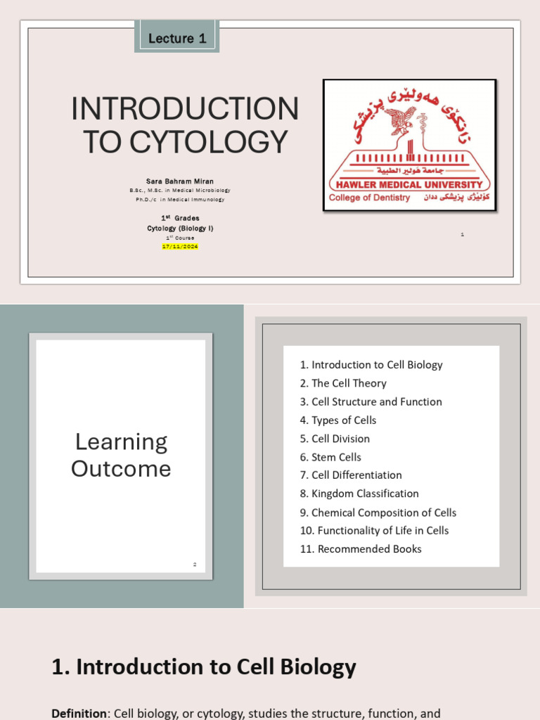 Introduction to Cytology Concepts | PDF | Cell (Biology) | Cell Membrane