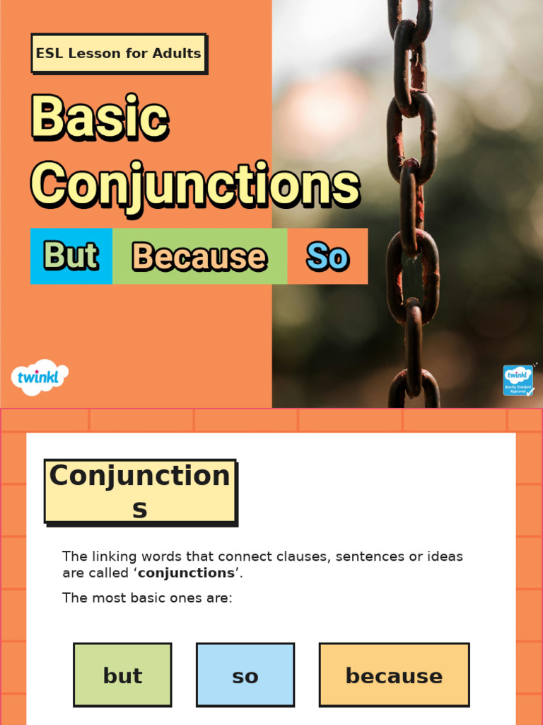 Esl Basic Conjunctions But-So-Because | PDF | Sentence (Linguistics ...