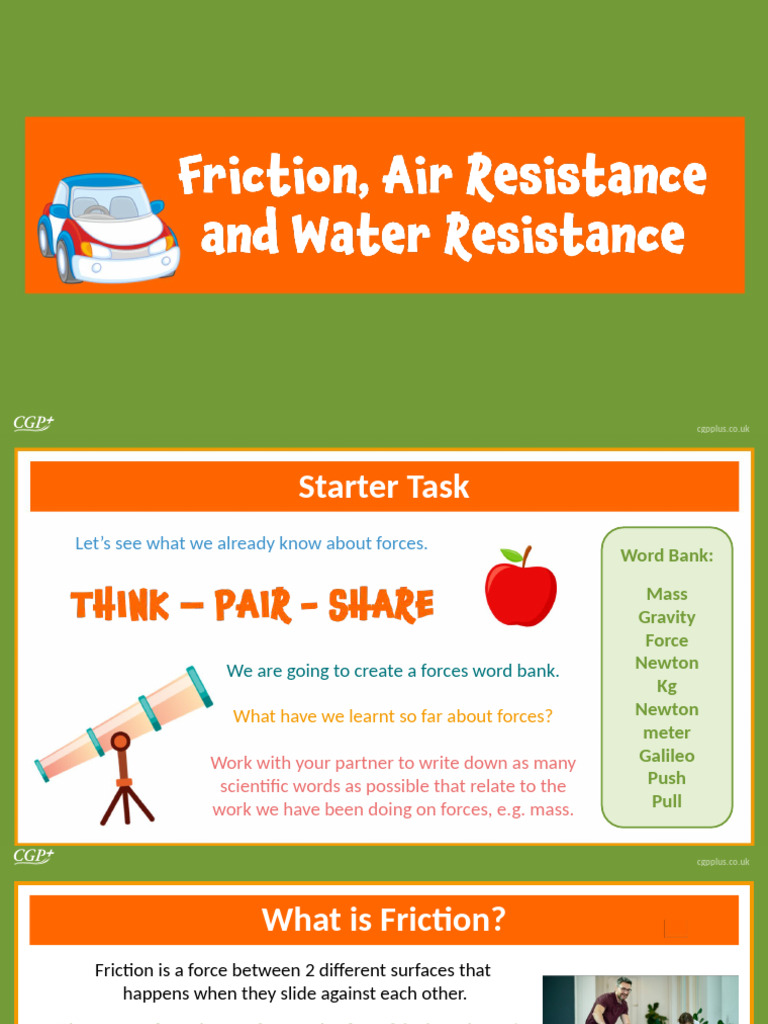 Friction, Air Resistance and Water Resistance (Year 5) - S2PAC508 | PDF ...