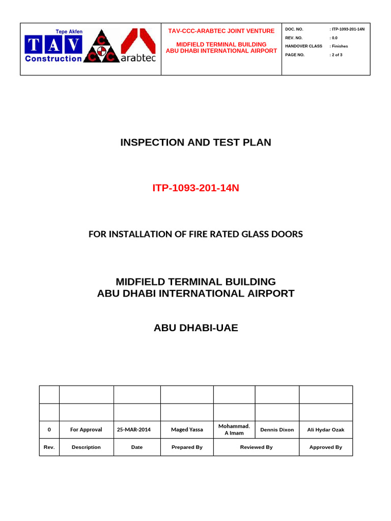ITP Installation of Glass Door | PDF | Screw | Building Engineering