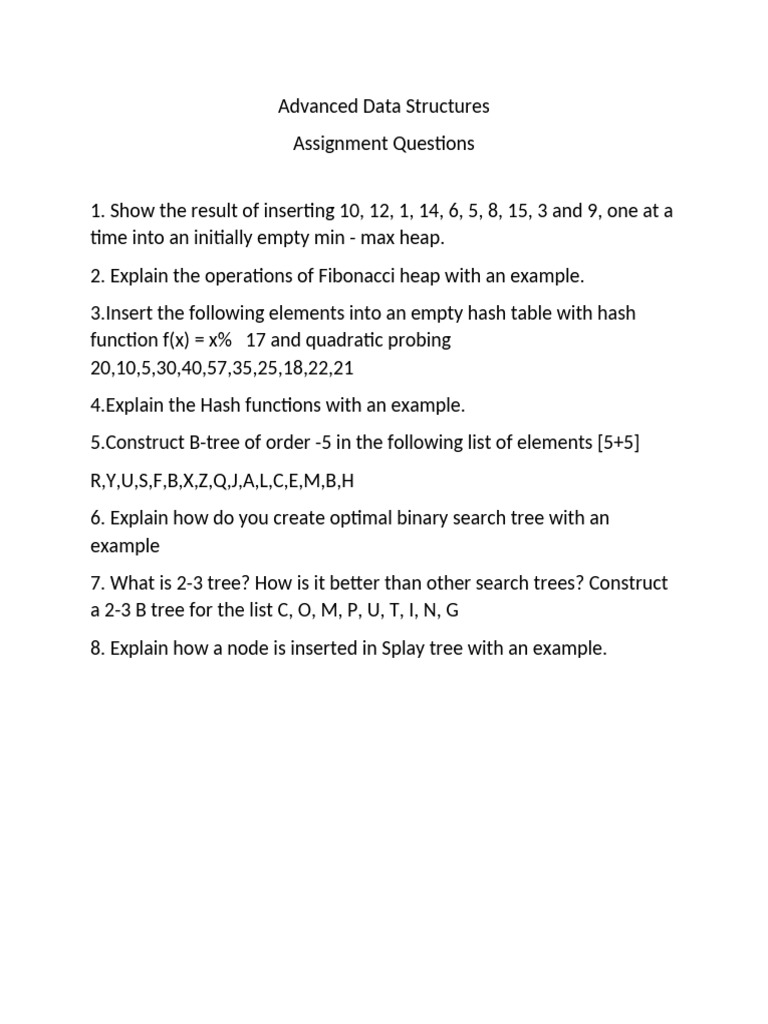 AdvancedDataStructures Assignment1 | PDF | Teaching Methods & Materials | Computers