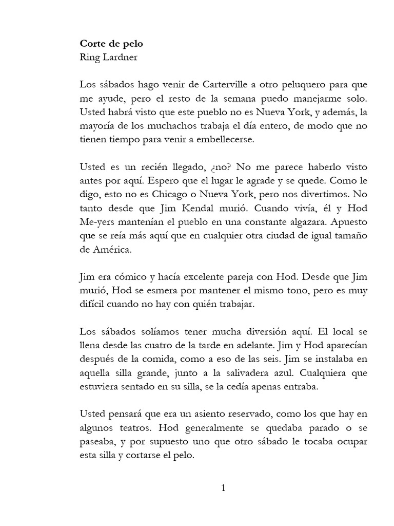 Lardner, Ring - Corte de Pelo - A5 | PDF | Novela negra, policíaca y ...