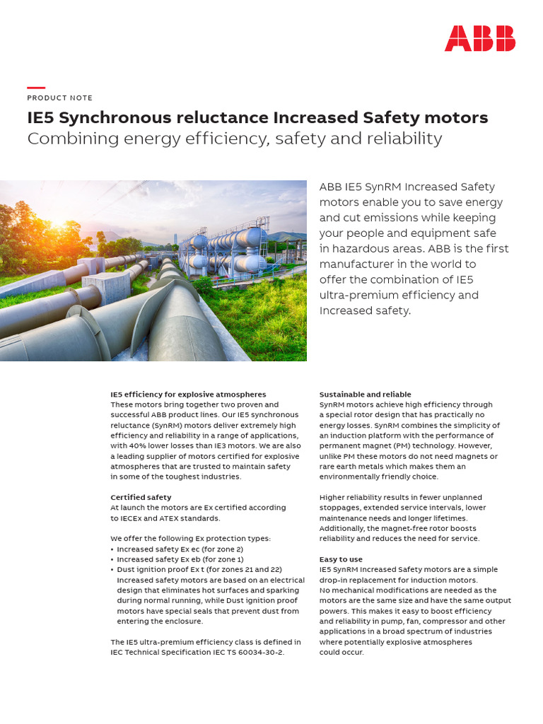 ABB IE5 SynRM Safety Motors Overview | PDF | Electric Motor | Engines