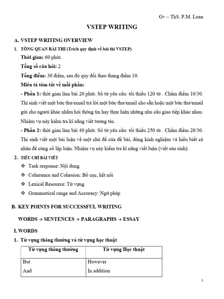 Lesson 4 - VSTEP Writing | PDF