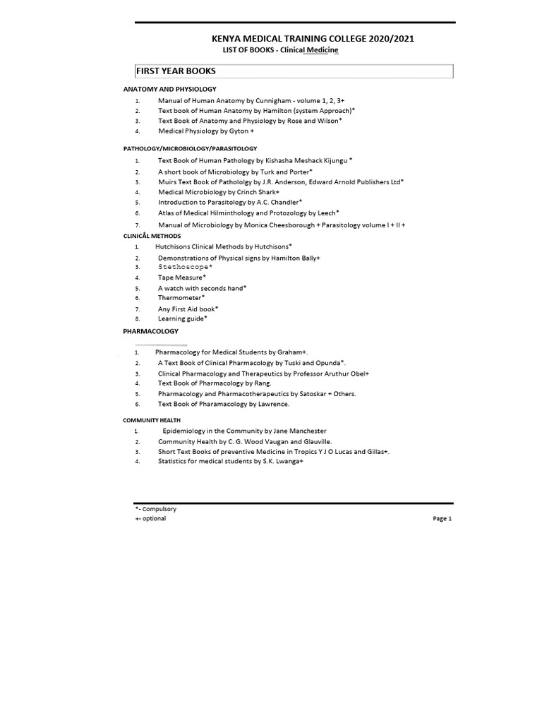 Clinical Medicine Books List 2020/2021 | PDF | Pathology | Medicine