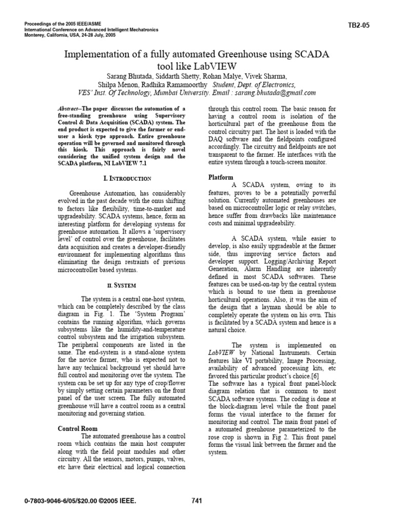 Implementation of A Fully Automated Greenhouse Using Scada Tool | PDF | Instrumentation | Fertilizer