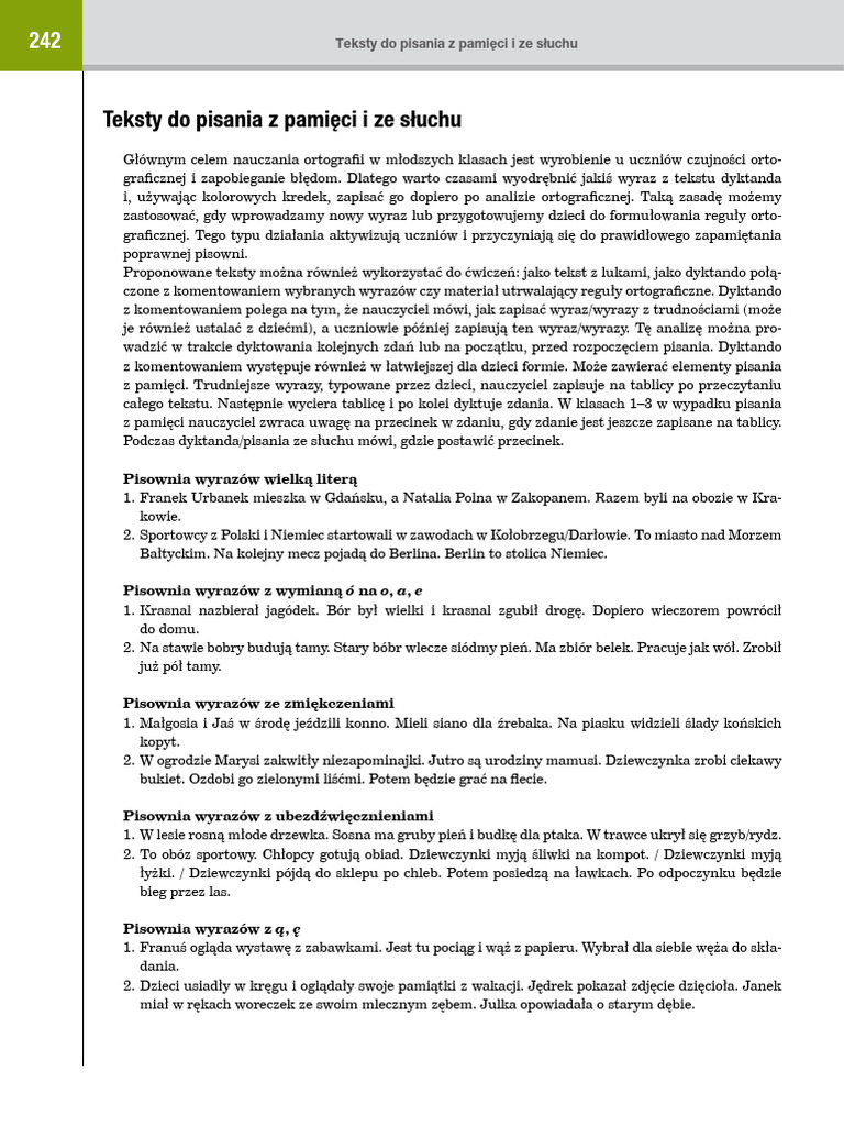 Teksty Do Pisania Z Pamieci Lub Ze Sluchu Klasa 2 | PDF