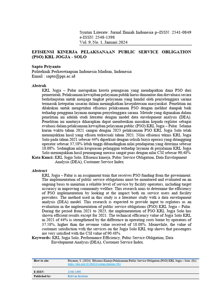 Efisiensi Kinerja Pelaksanaan Public Service Oblig | PDF | Komputer | Teknologi & Rekayasa
