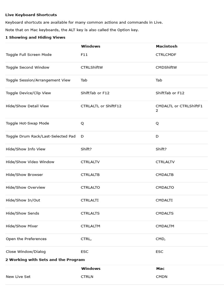 Ableton_Cheat_Sheet | PDF | Menu (Computing) | Computer Keyboard