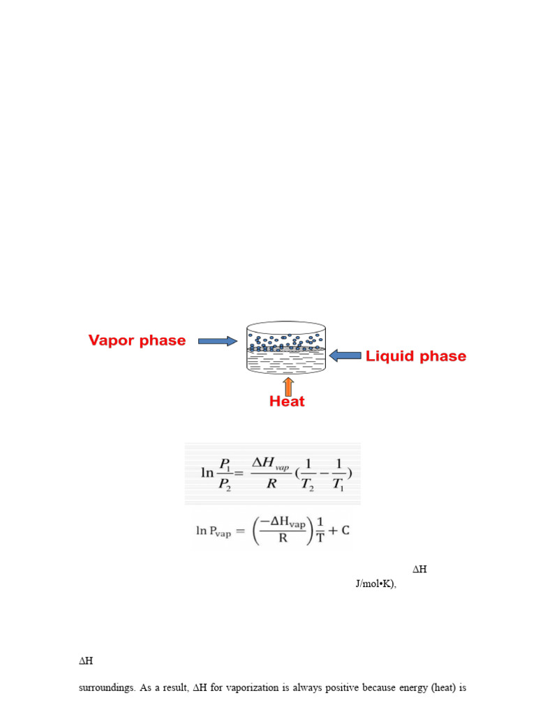 Enthalpy of Vaporization Lab Experiment | PDF | Evaporation | Pressure