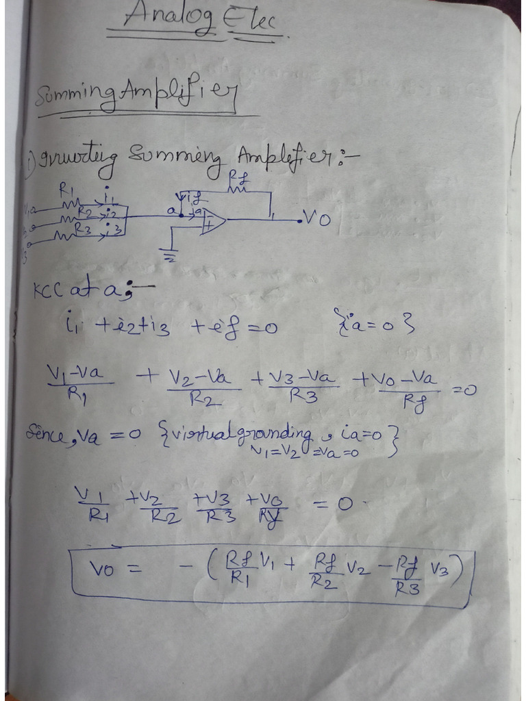 Summing Inverting Amplifier | PDF