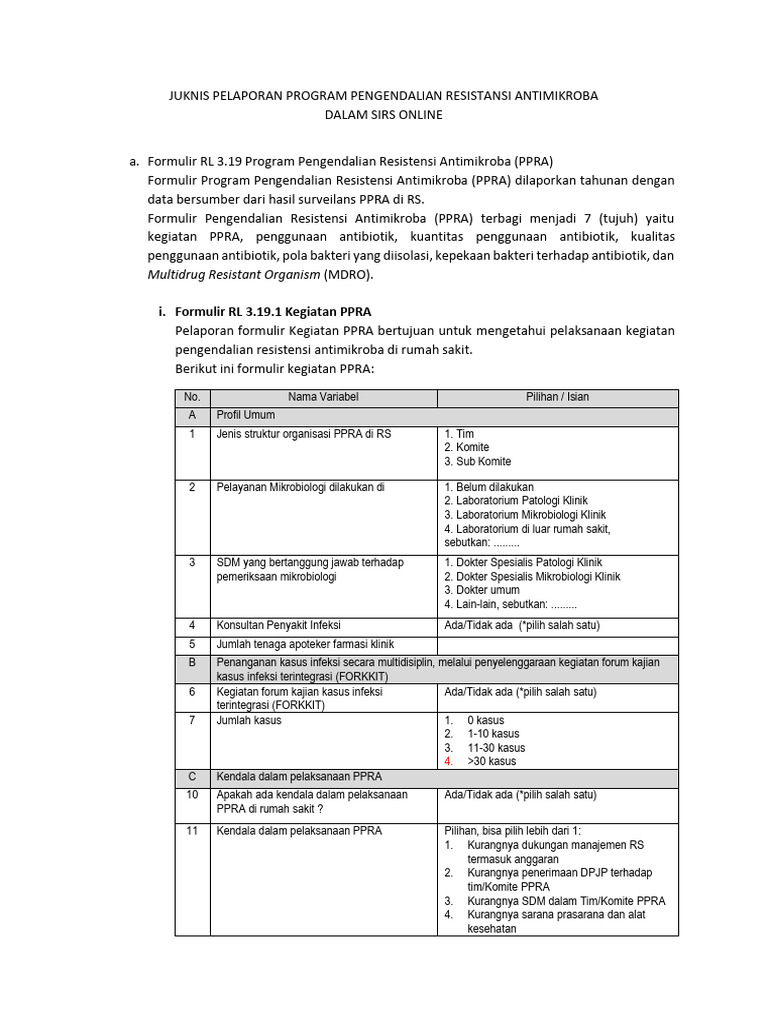 Juknis SIRS Rev.7 PPRA | PDF