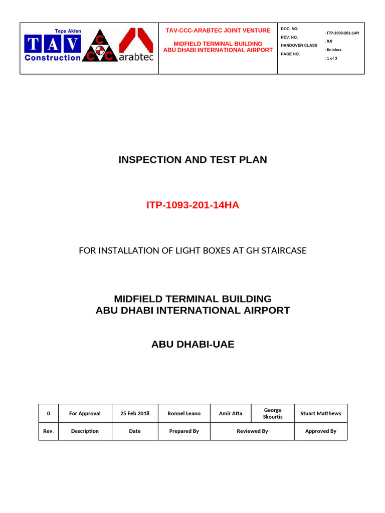 ITP- INSTALLATION OF LIGHT BOXES FOR GH STAIRCASE | PDF | Design