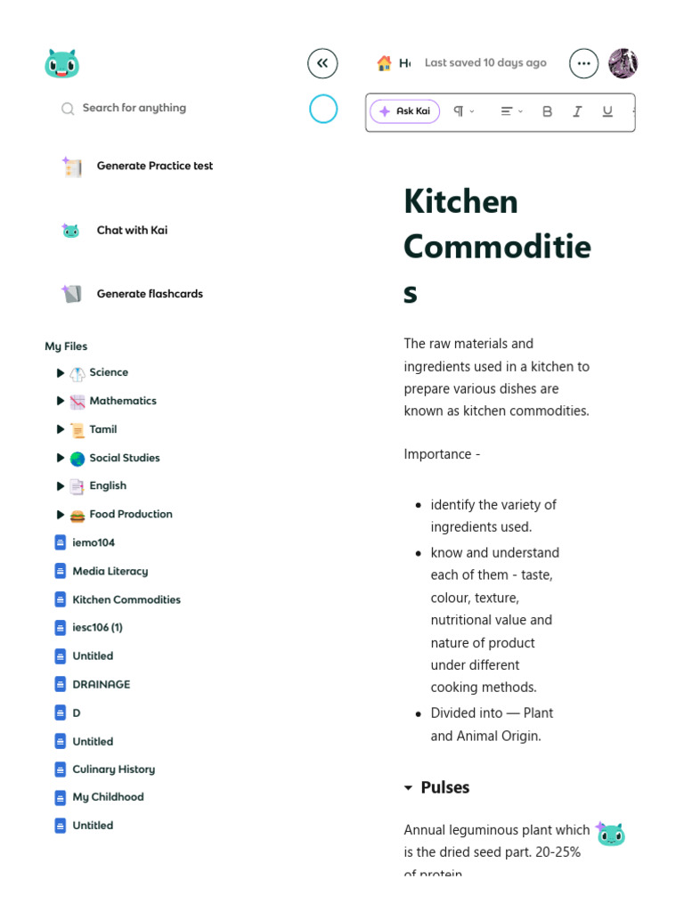 Kitchen Commodities Notes - Knowt | PDF | Wellness | Science & Mathematics