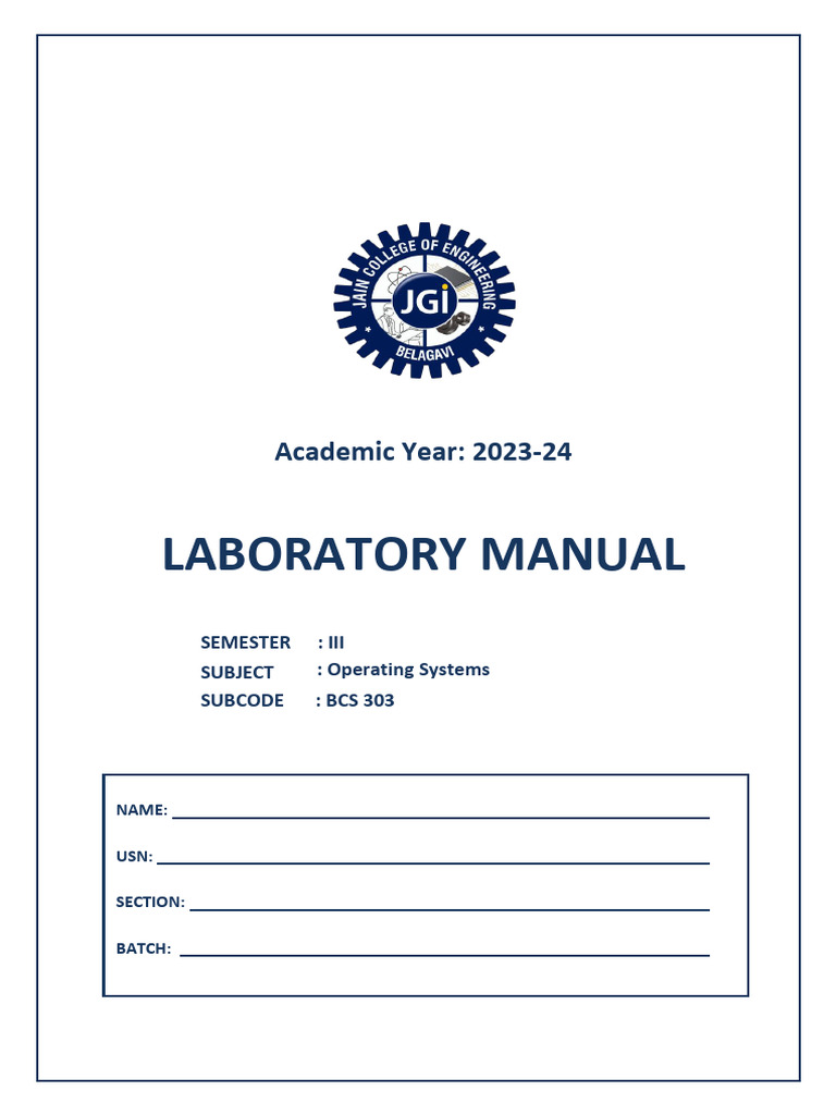 Laboratory Manual: Jain College of Engineering | PDF | Engineering ...