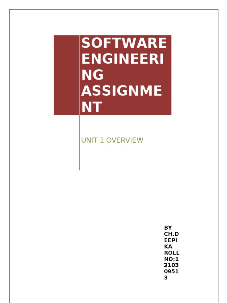 Software Engineeri NG Assignme NT: Unit 1 Overview | PDF | Software Prototyping | Software ...