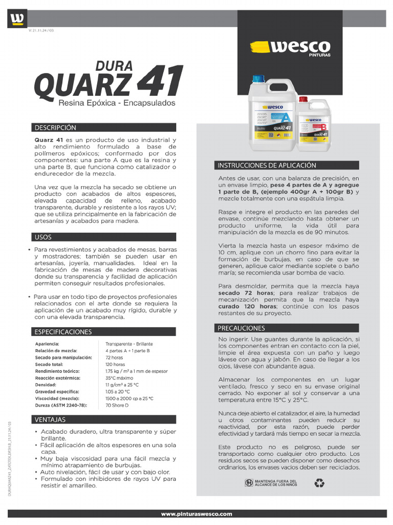 W9000K-ficha-tecnica-wesco-dura-quarz-41-V-3 | PDF