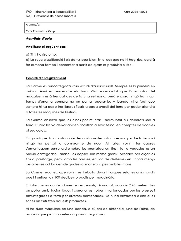 Cas Pràctic - MESURES PREVENTIVES | PDF